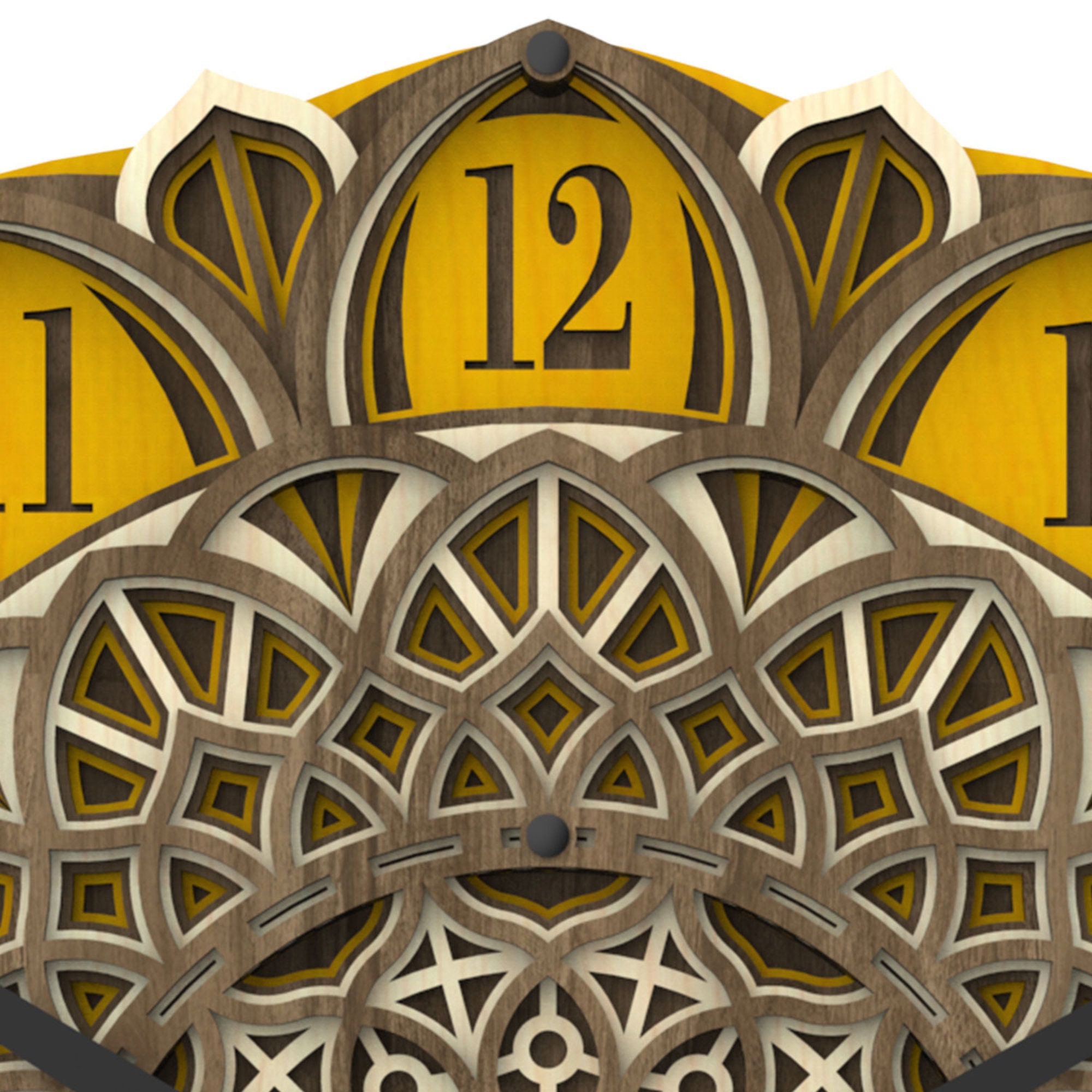 Colorful Mandala Wall Clock, Wooden Multi Layer Wall Clock, Wood Tier ...