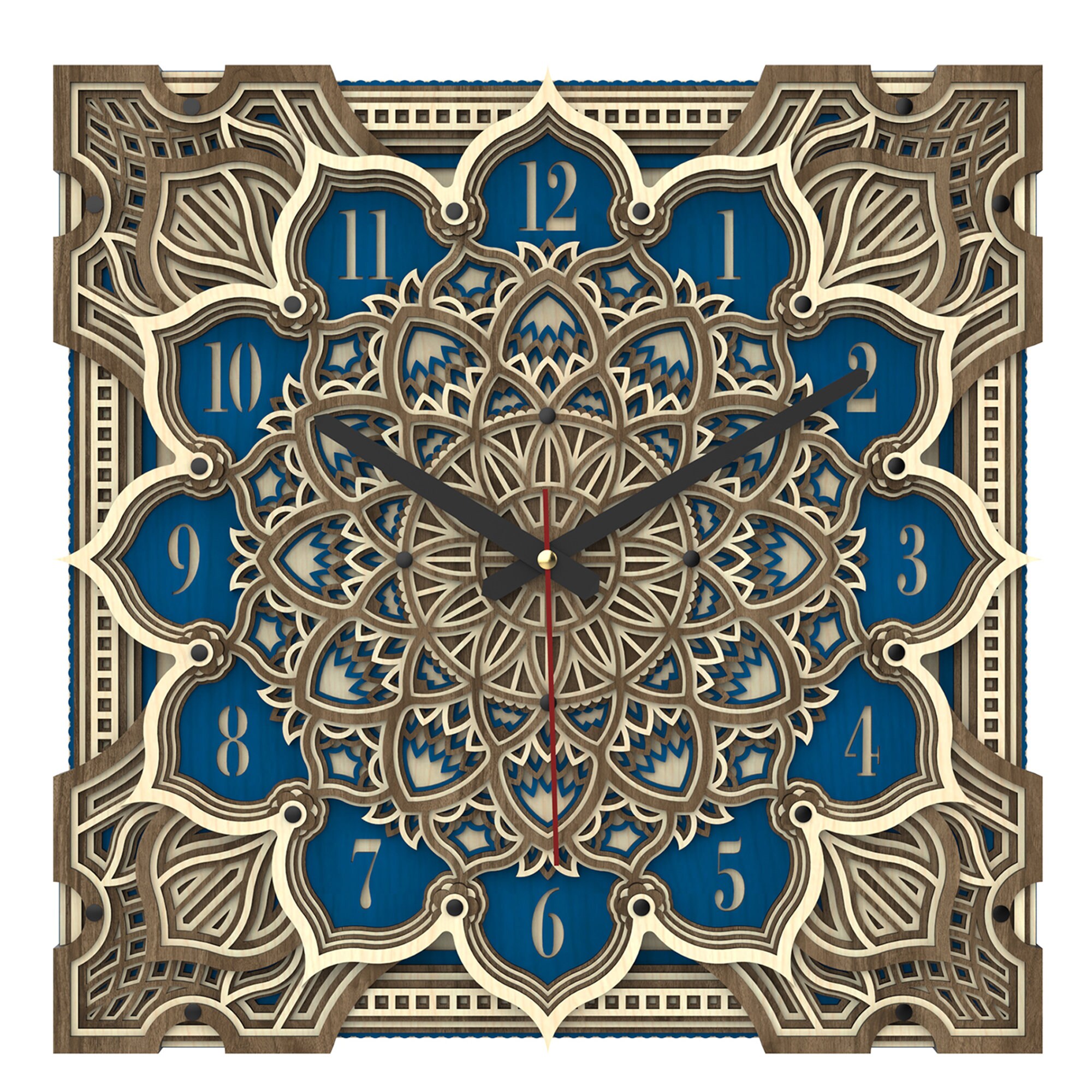 Filigree Mandala Wall Clock, Silent Sweep Wooden Decor, Housewarming ...