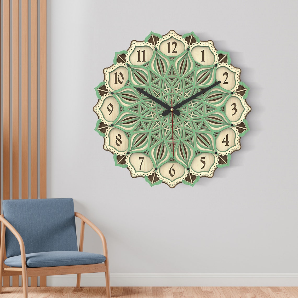 Wooden Multi layer Wall Clock Colorful Mandala Wall Clock | Etsy