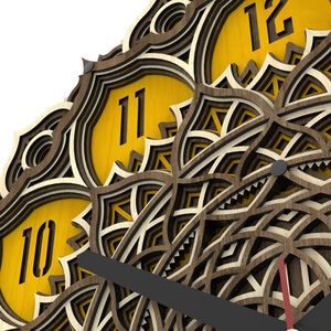 Wooden Multi Layer Wall Clock, Colorful Mandala Wall Clock ...