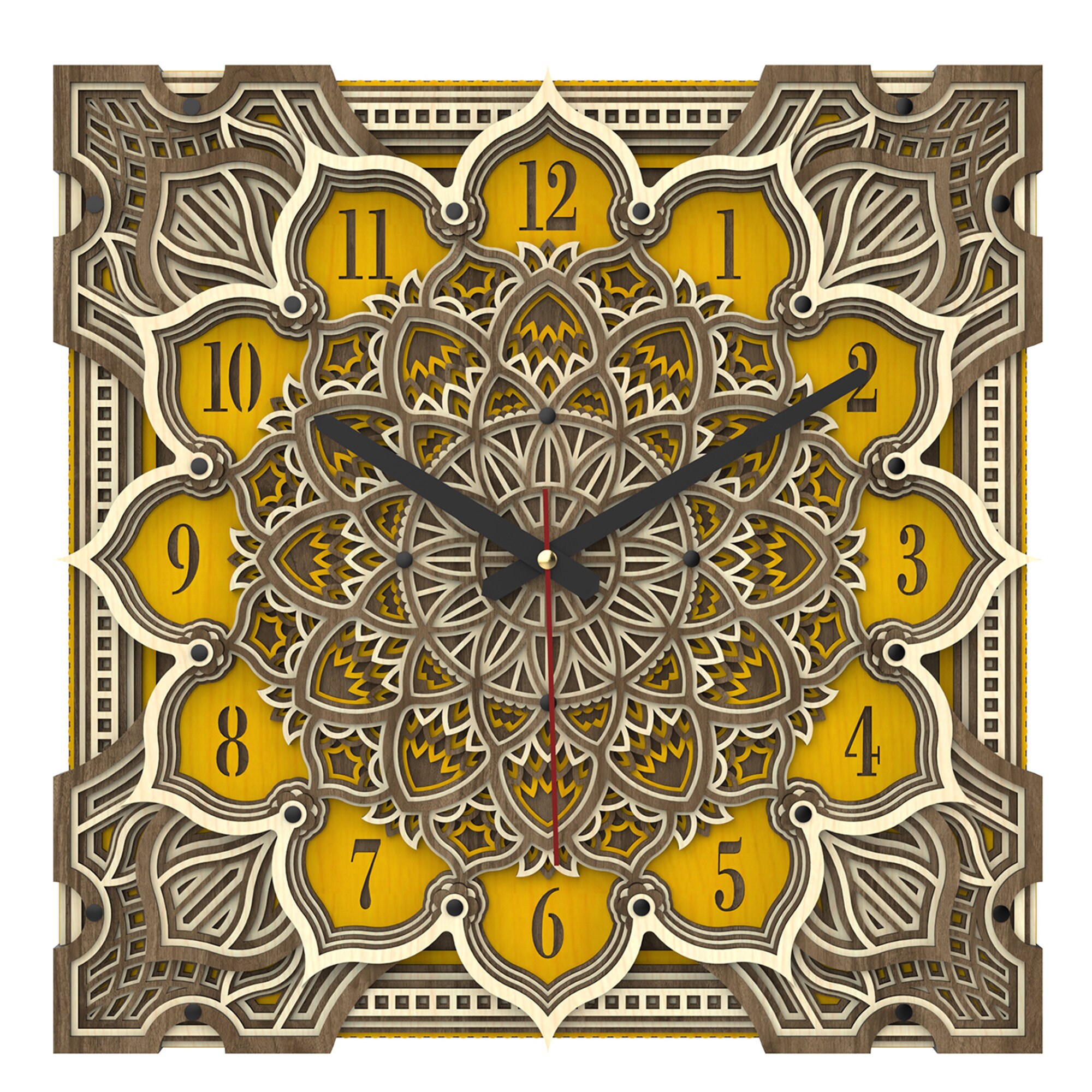 Filigree Mandala Wall Clock, Silent Sweep Wooden Decor, Housewarming ...