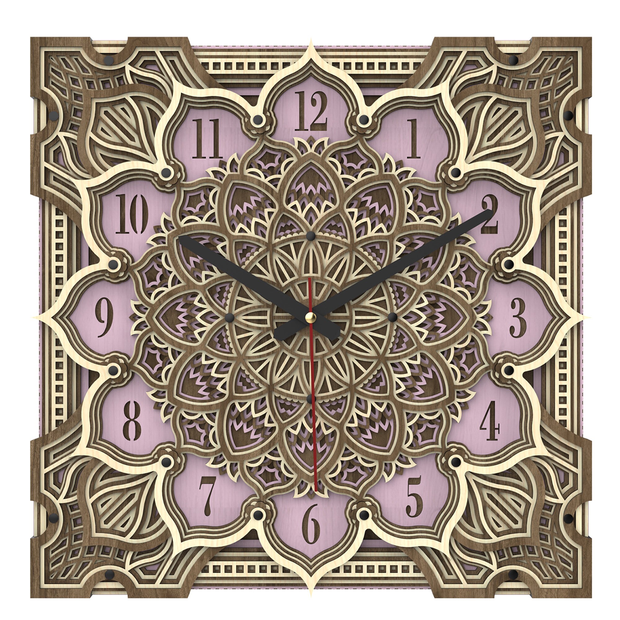 Filigree Mandala Wall Clock, Silent Sweep Wooden Decor, Housewarming ...