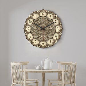 Wooden Multi Layer Wall Clock, Colorful Mandala Wall Clock ...