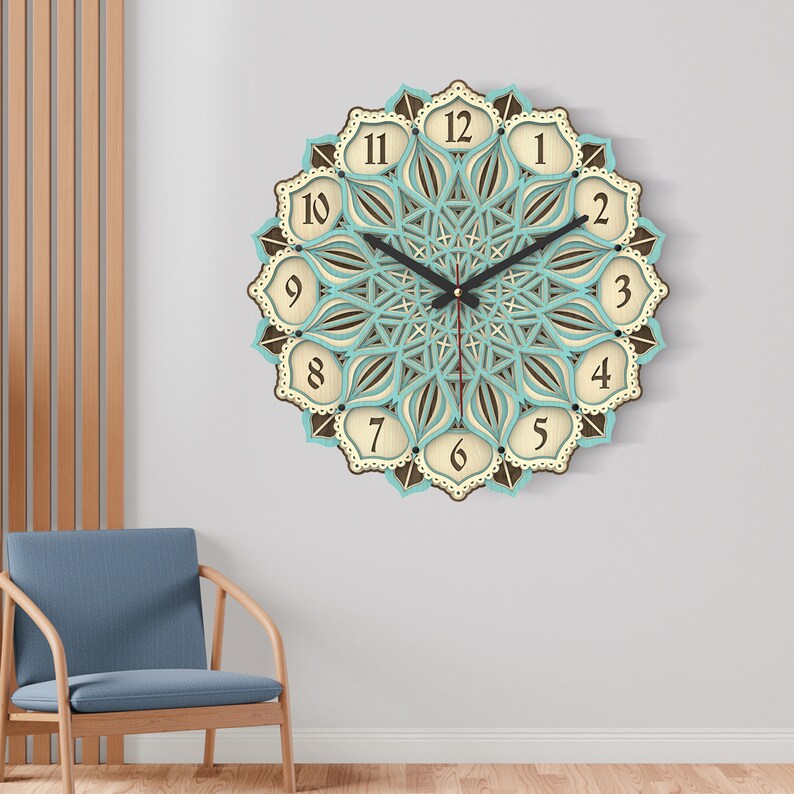 Wooden Multi Layer Wall Clock Colorful Mandala Wall Clock - Etsy