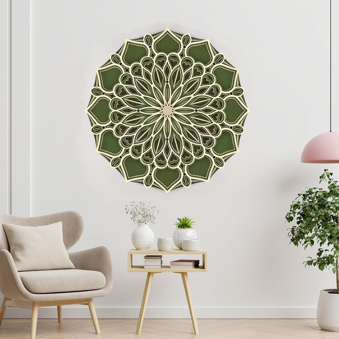 Wooden Multi Layer Wall Decor, Colorful Mandala Wall Art, Wood Wall ...