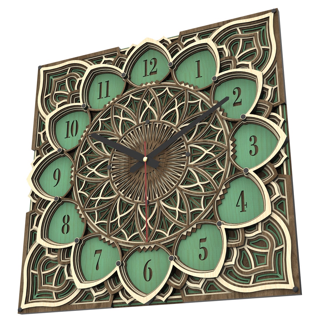 Wooden Multi Layer Wall Clock, Colorful Mandala Wall Clock ...