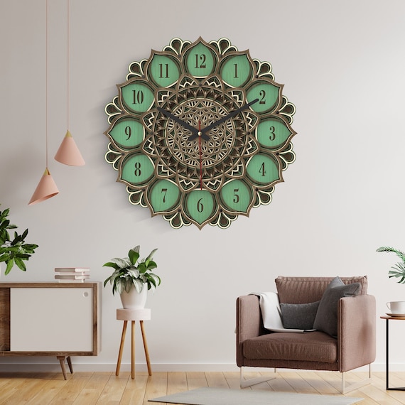 Wooden Wall Clock Colorful Mandala Multi Layer Wall Clock | Etsy
