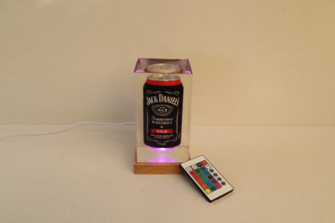 Lamp, Remote Control LED, Beer Can for Home Decor, Wood Base - Etsy ...
