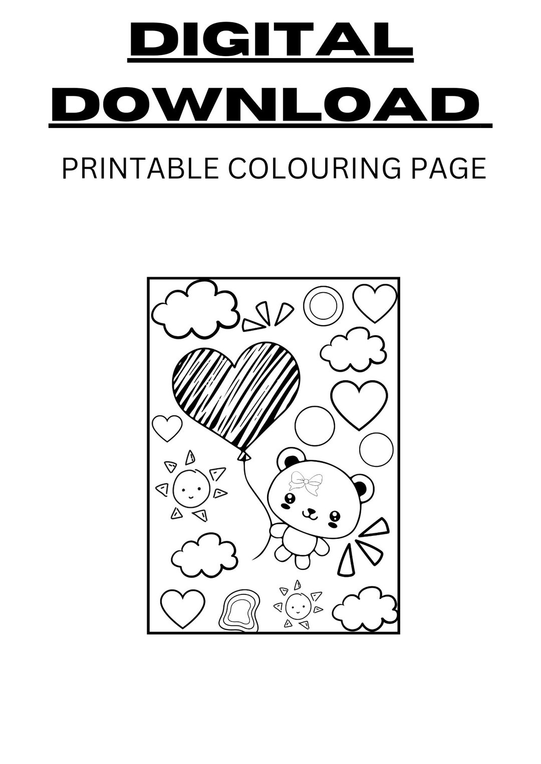 Printable Colouring Page Teddy2 - Etsy