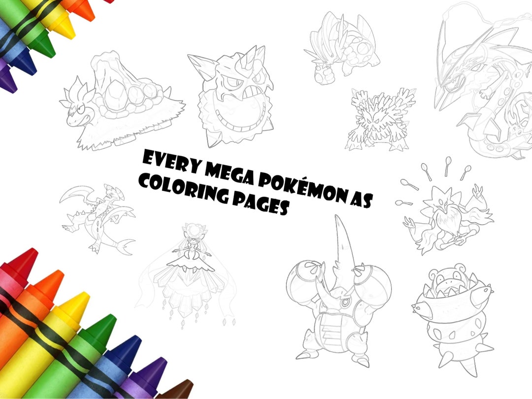 All Pokémon Mega Evolutions as Coloring Pages - Etsy