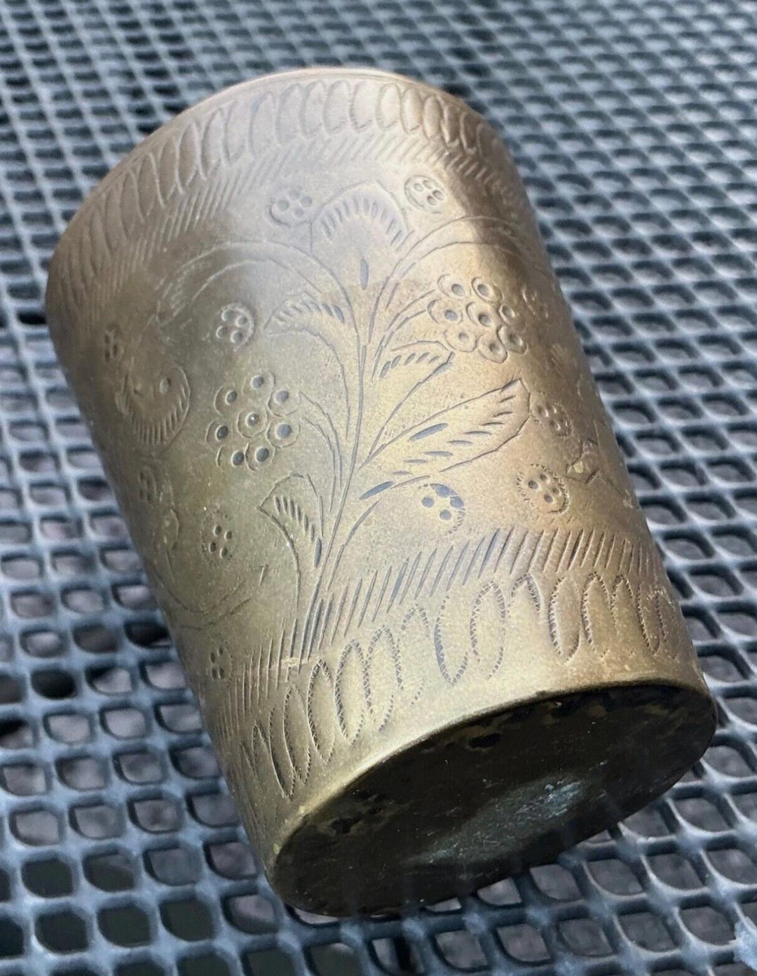 Antique Indian Brass Lassi Cup, Antique Indian Lassi Cup, Engraved ...