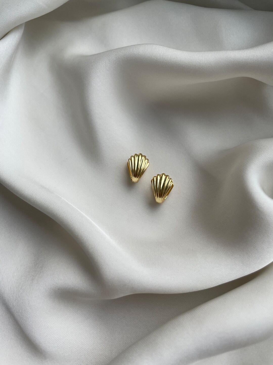 Aphrodite Shell Creole Earring Loop 18 Carat Gold Plated - Etsy