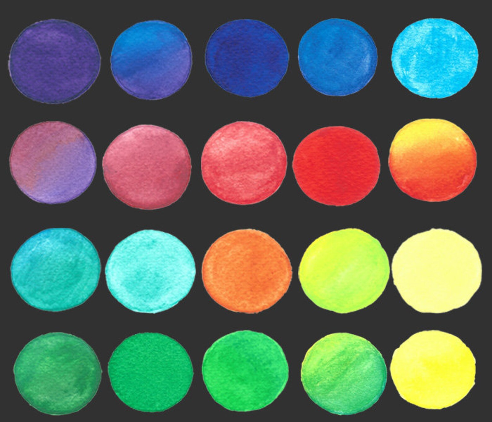 Circles Clipart Watercolor Clipart Rainbow Dots Clipart - Etsy