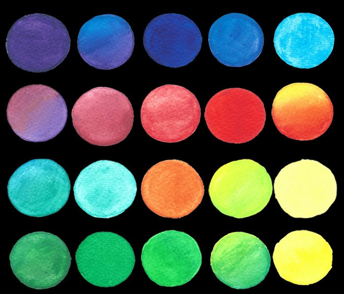 Circles Clipart Watercolor Clipart Rainbow Dots Clipart - Etsy