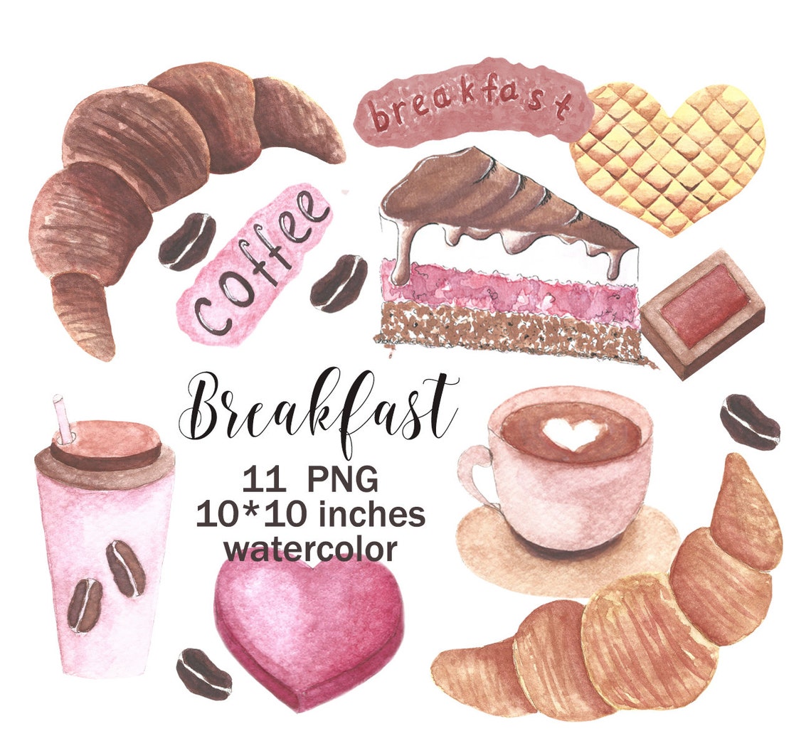 Breakfast Watercolor Clipart Breakfast Clipart Watercolor - Etsy