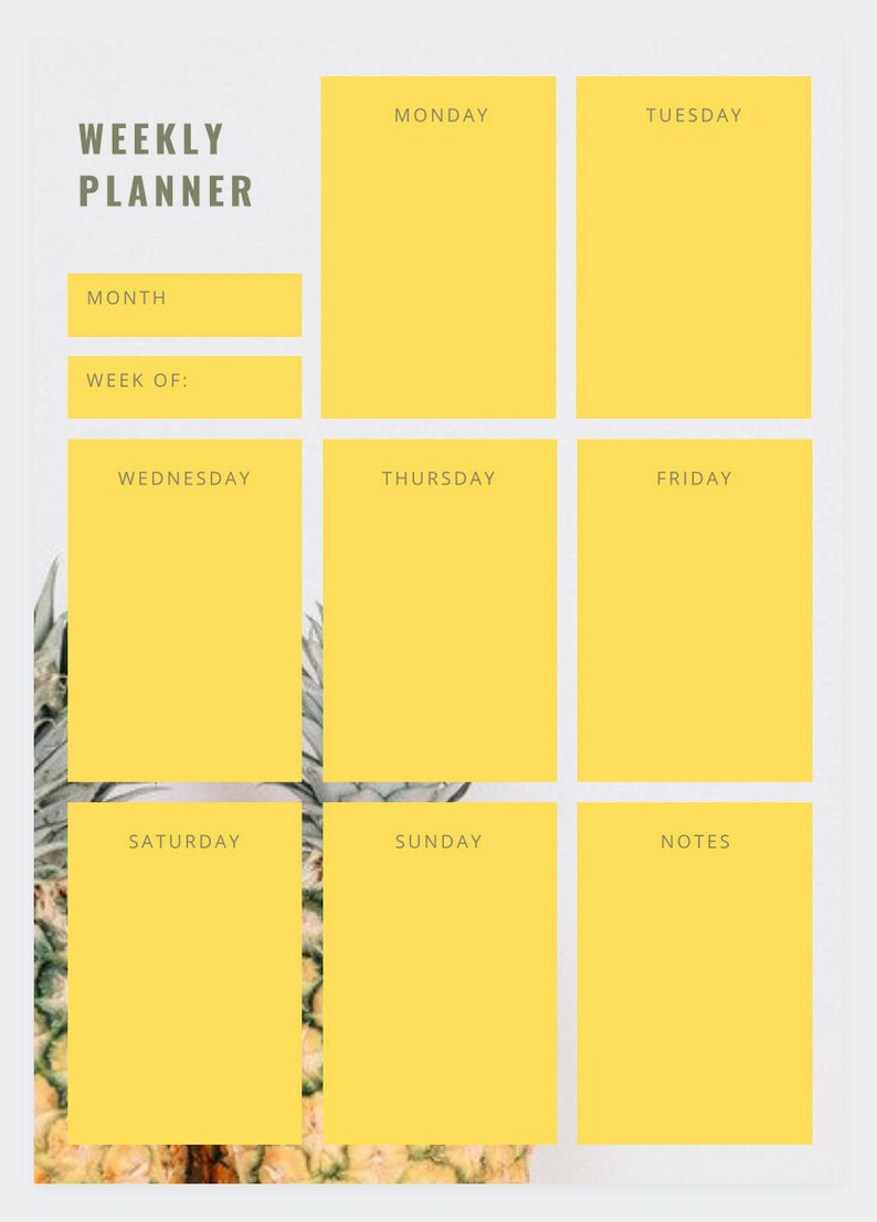 Pineapple Weekly Planner - Etsy