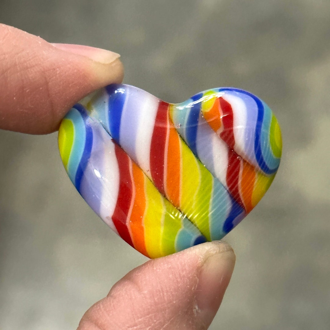 Rainbow, Small Fused Glass Pocket Heart - Etsy