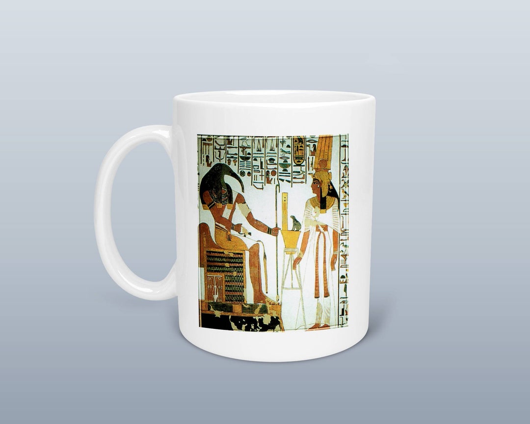 Thoth and Nefertari Ceramic Mug: Egyptian Design, 11oz/15oz - Etsy