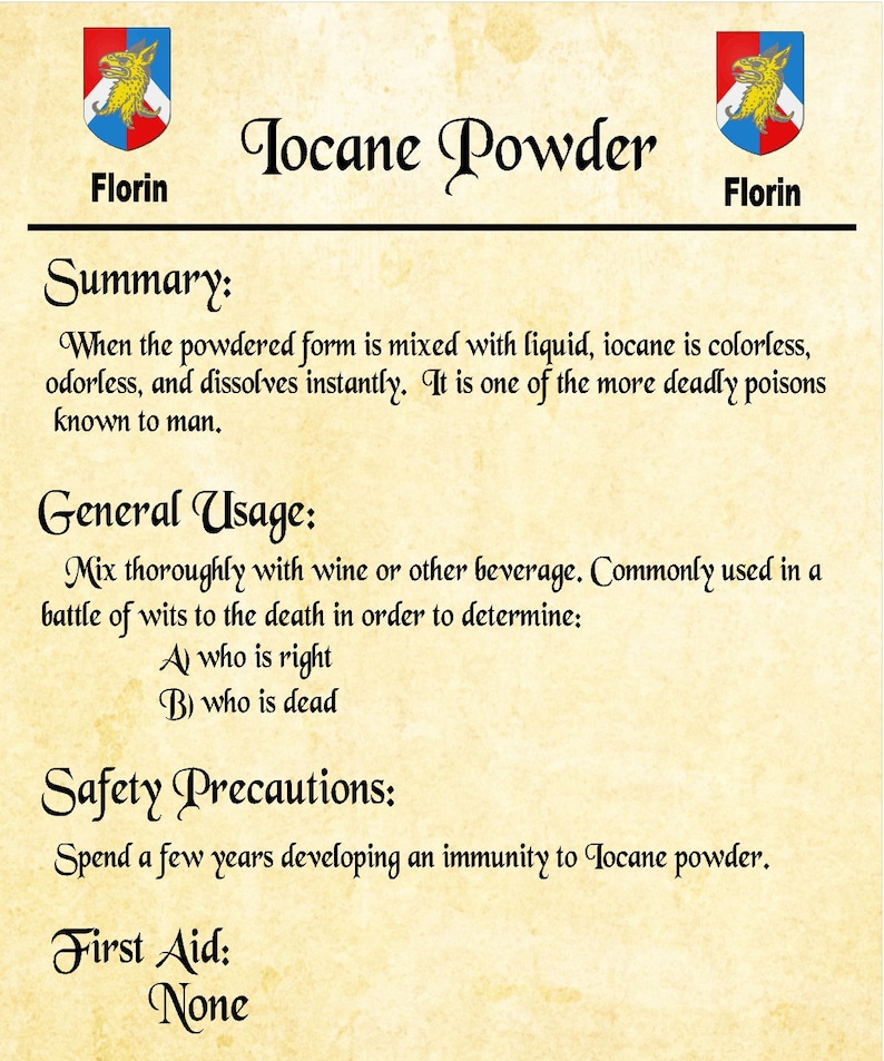 Iocane Powder the Princess Bride Collectible Movie Prop - Etsy Australia