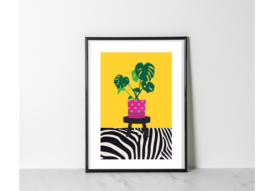 Cheese Plant Boho Eccentric Print, Maximalist Print, Zebra Print ...