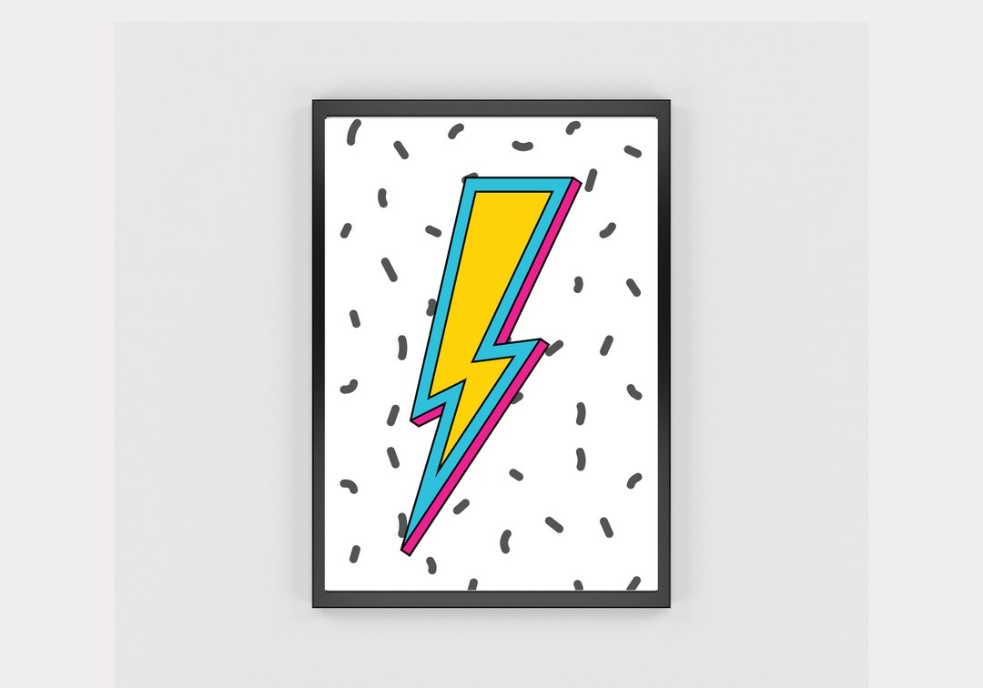 Lightning Bolt Print, Lightning Bolt Wall Art, Cool Kids Room Decor ...