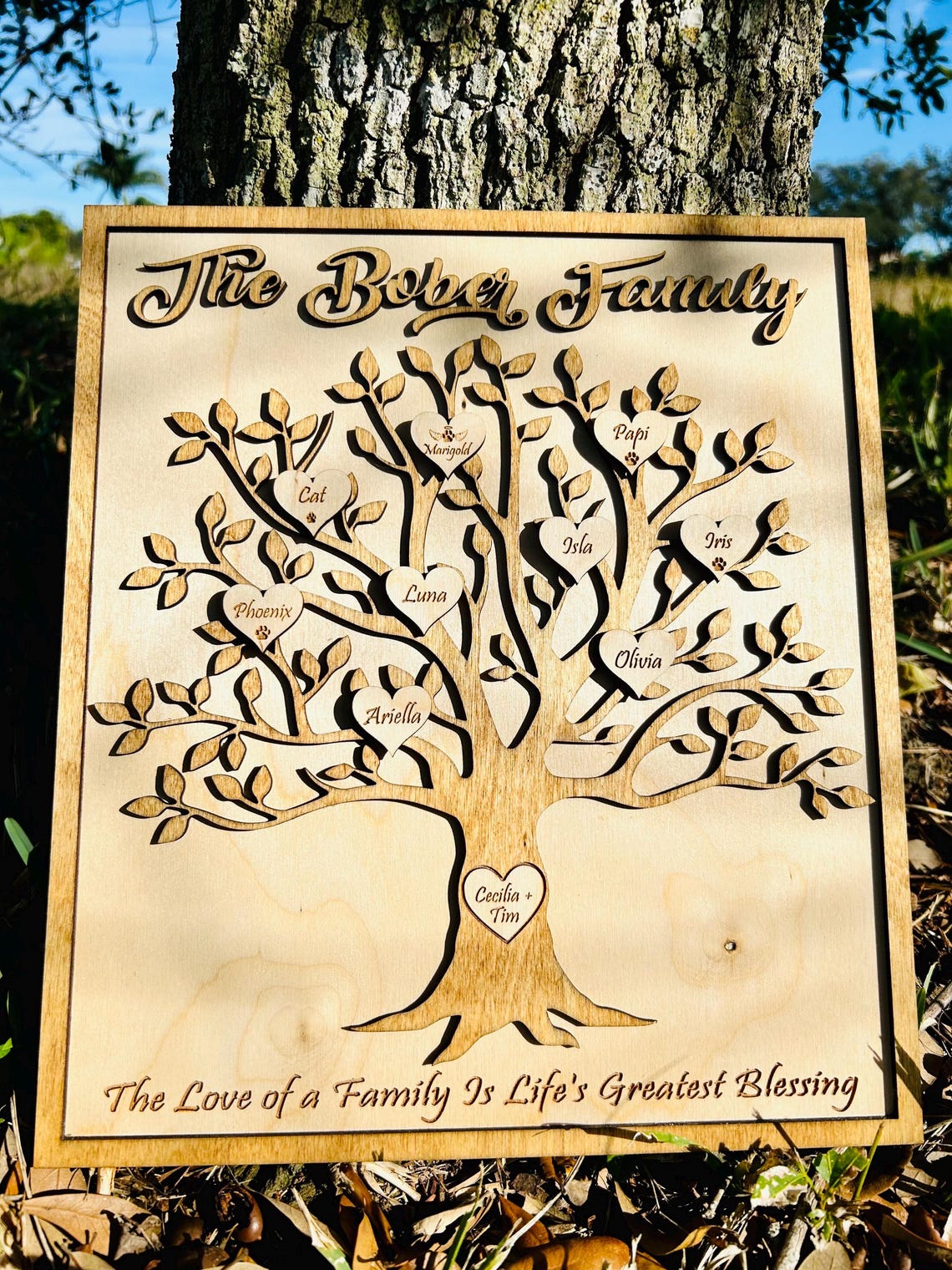 Personalized Family Tree Art: Custom Engraved Name Sign - Etsy