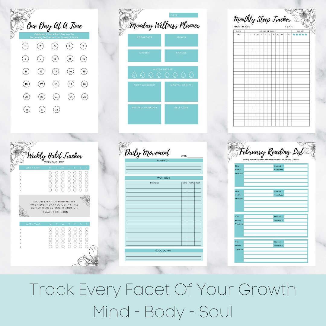Printable Goal Setting, Wellness Planner, and Habit Tracker Bundle ...