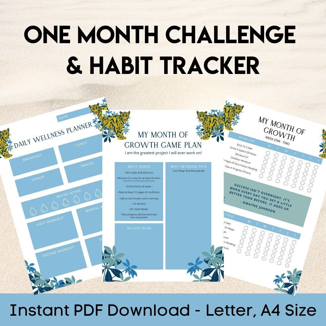 30 Day Challenge & Habit Tracker Printable Packet | PDF Habit Tracker ...