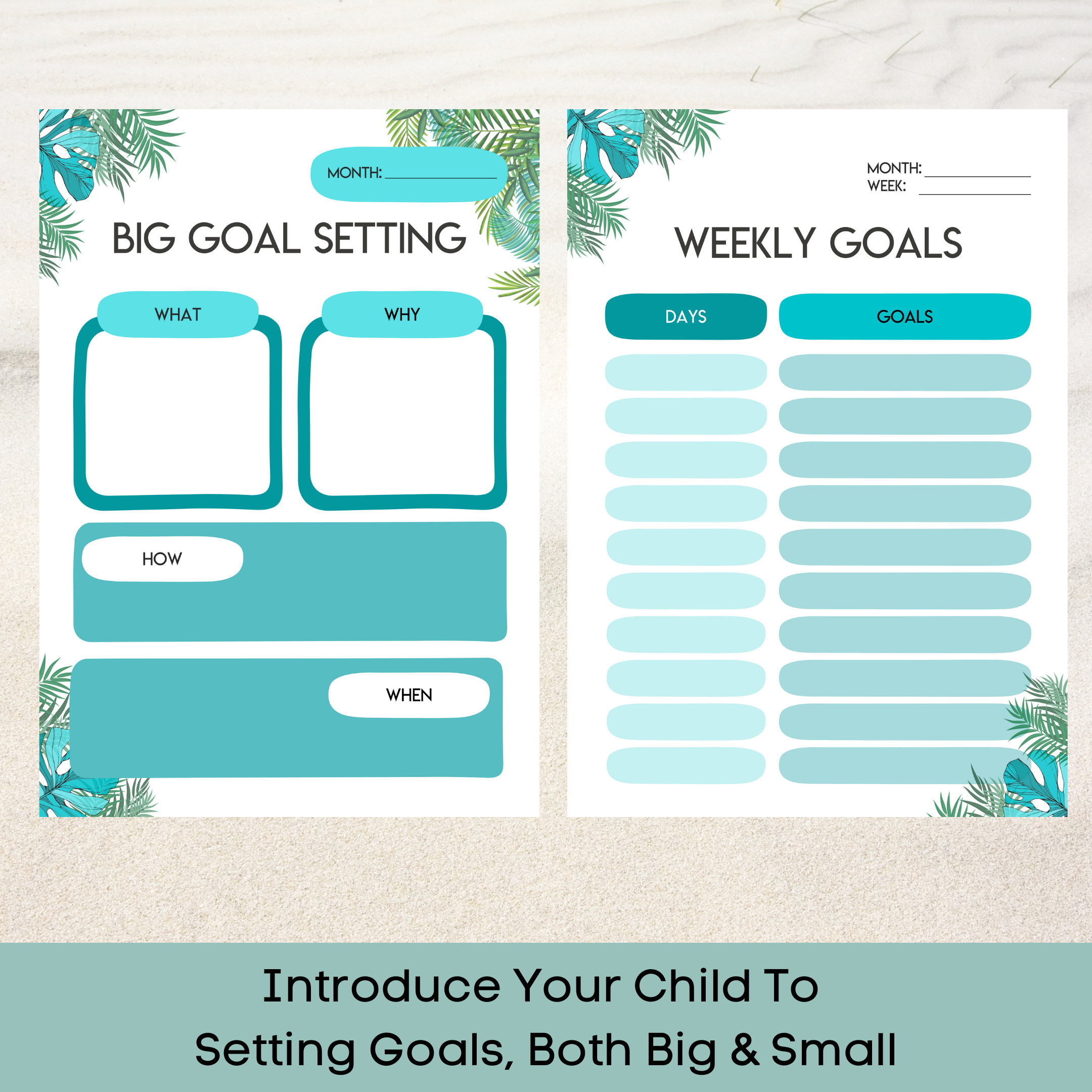 Tropical Chore Chart & Goal Setting for Kids - Daily, Weekly, and ...