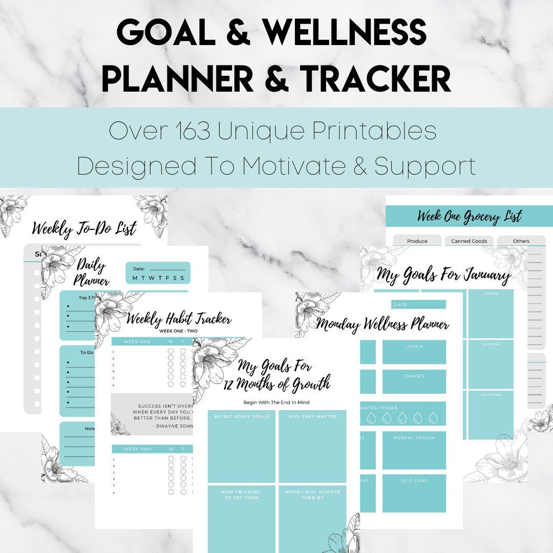 Printable Goal Setting, Wellness Planner, and Habit Tracker Bundle ...
