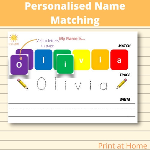 PRINTABLE personalised Name Matching Activity Custom - Etsy