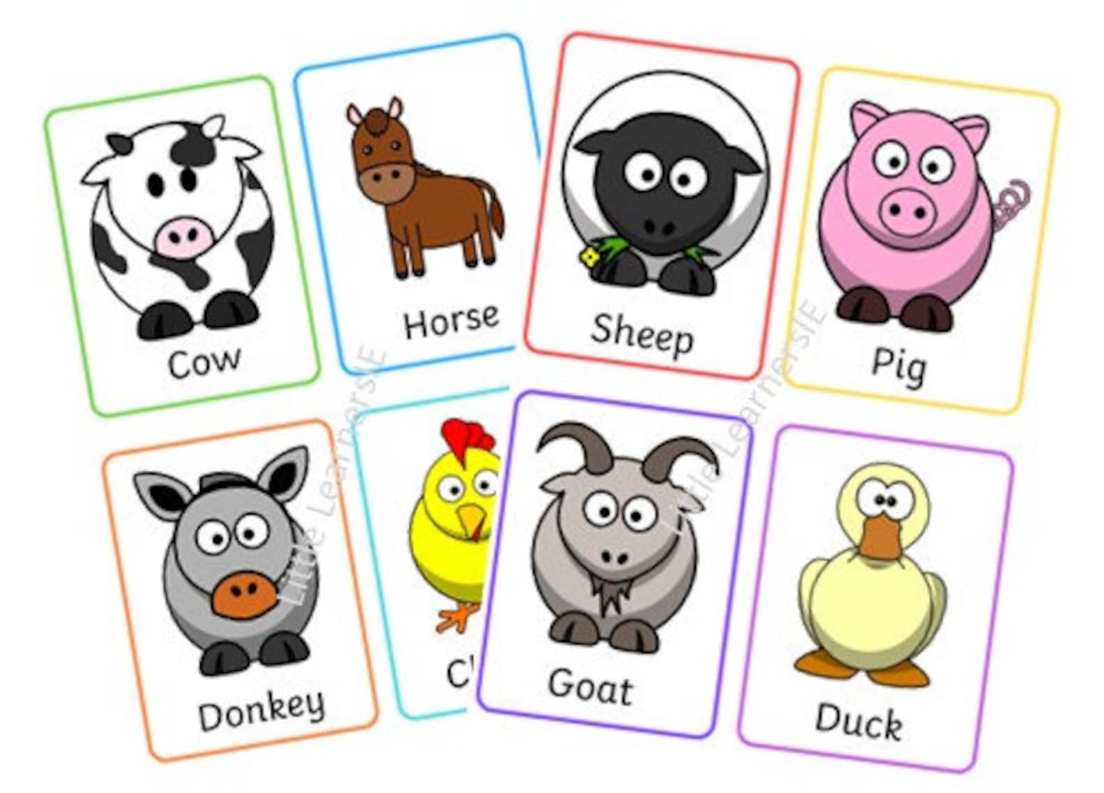 Printable Farm Animals Flashcards for Toddlers and | Etsy Printable Farm Animals Flashcards for Toddlers and | Etsy