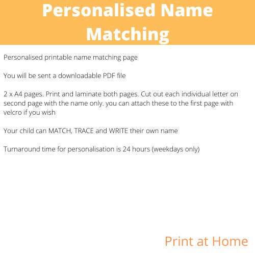 PRINTABLE personalised Name Matching Activity Custom - Etsy