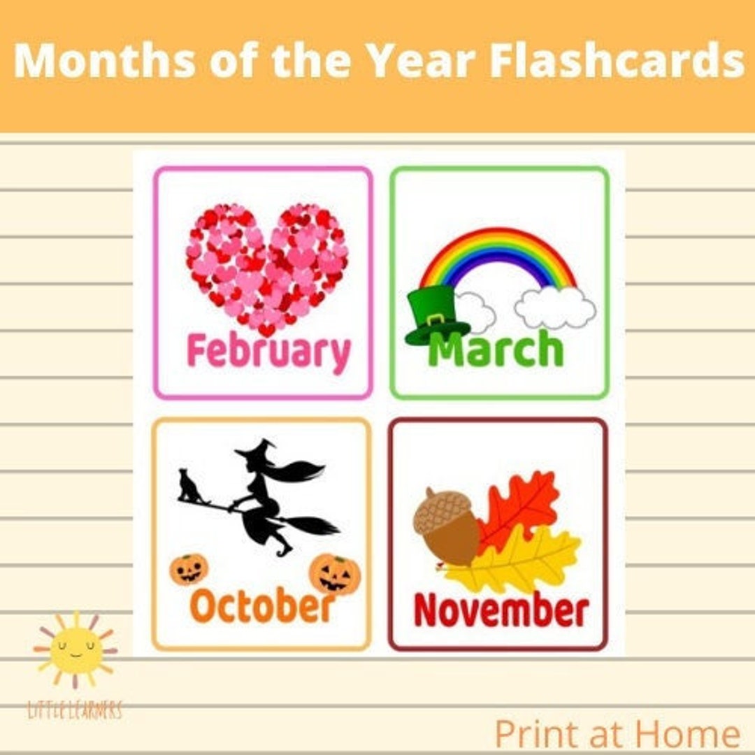 Printable Months Of The Year Flashcards