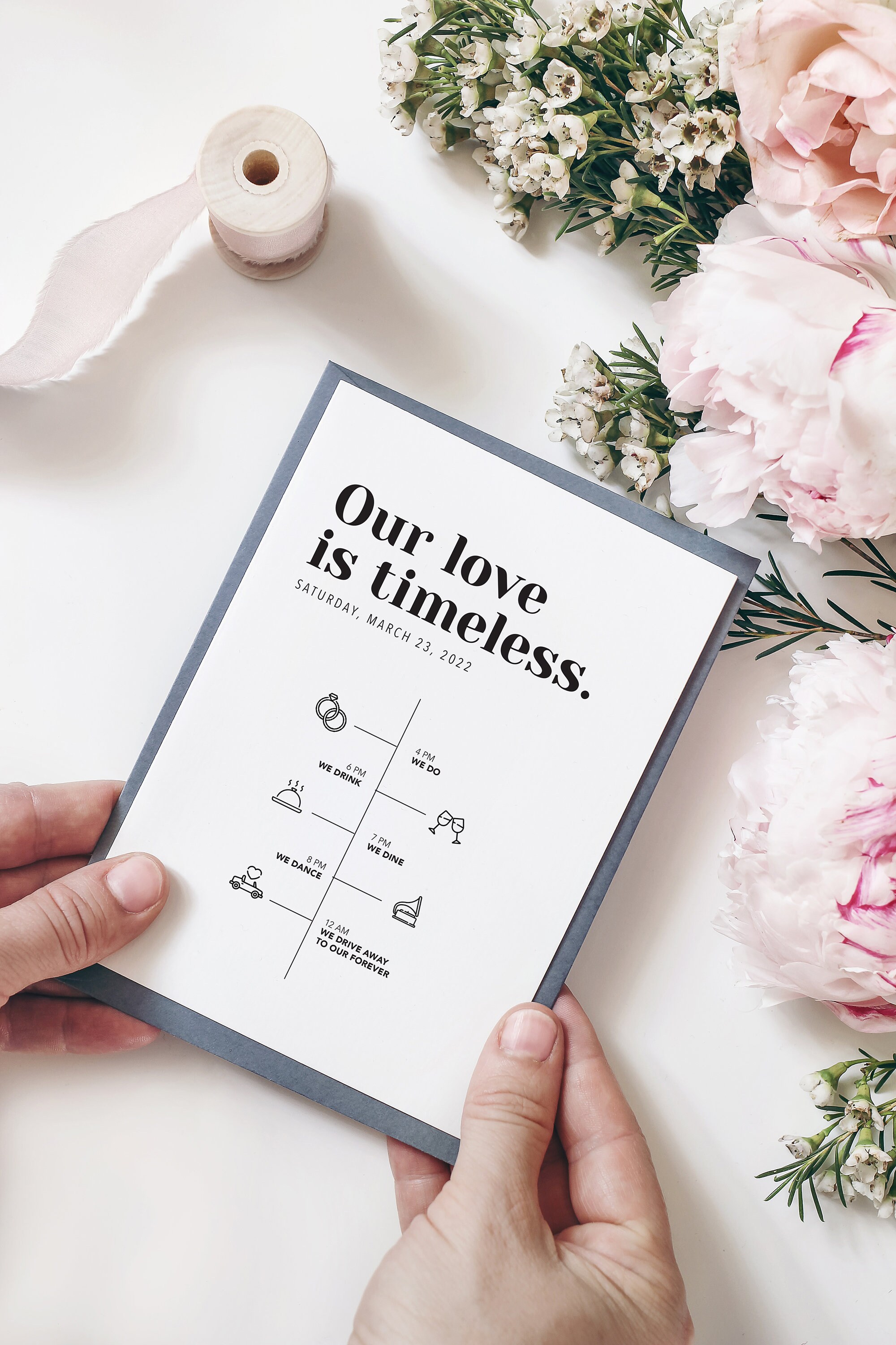 Classic Wedding Timeline Card Printable Template - Etsy