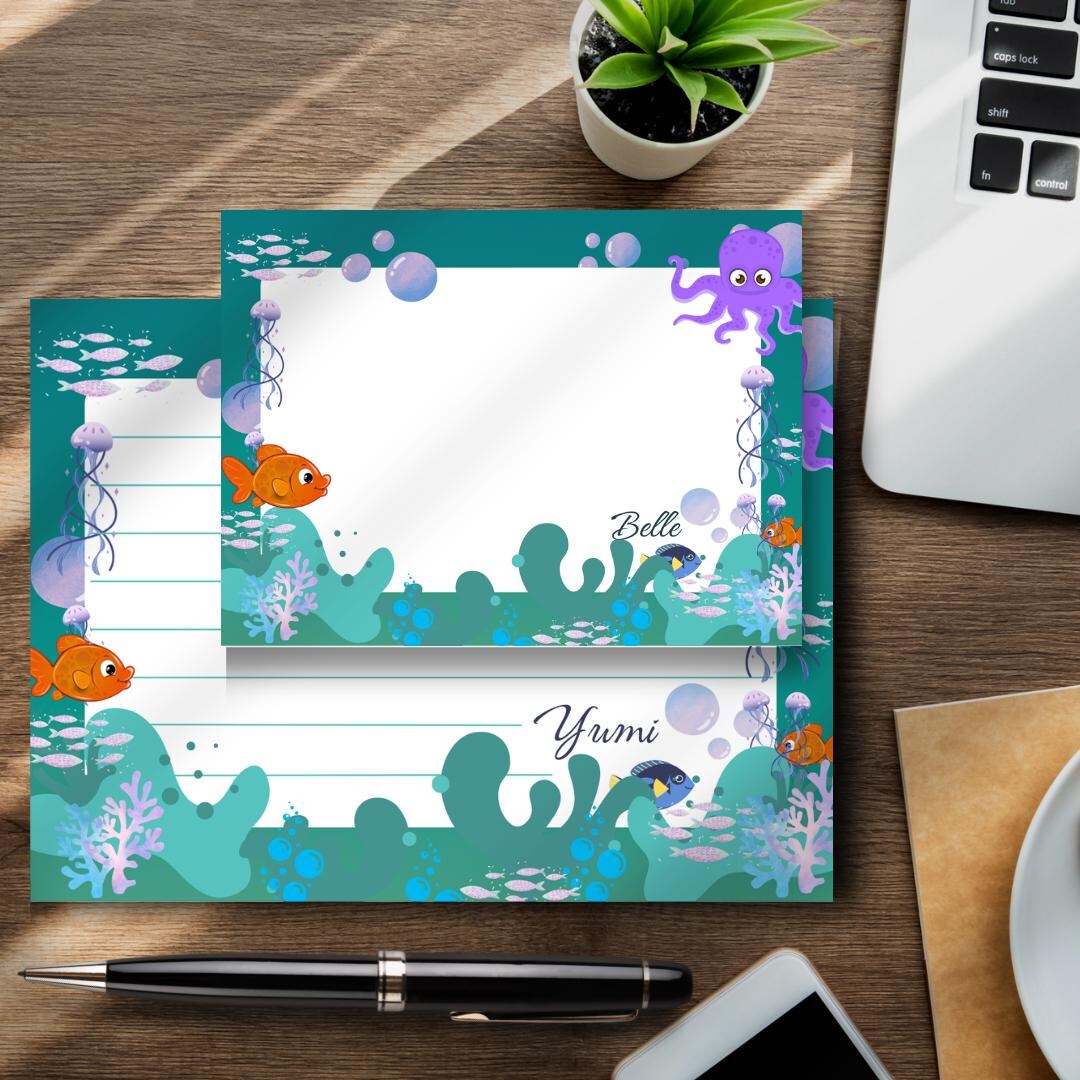 Cute Ocean Notepad, Deep Sea Creatures, Coral Reef Notepad, Deep Ocean ...