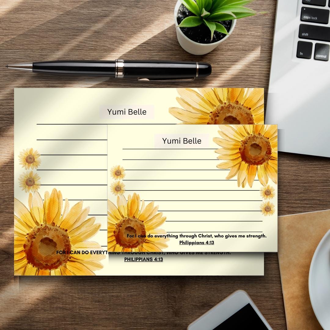Scripture Sunflower Notepad, Bible Verse Personalize Sunflower Notepad ...