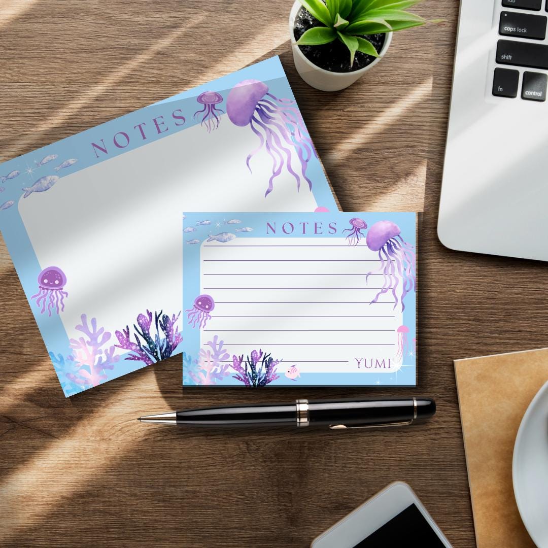 Cute Ocean Notepad, Deep Sea Creatures, Coral Reef Notepad, Deep Ocean ...
