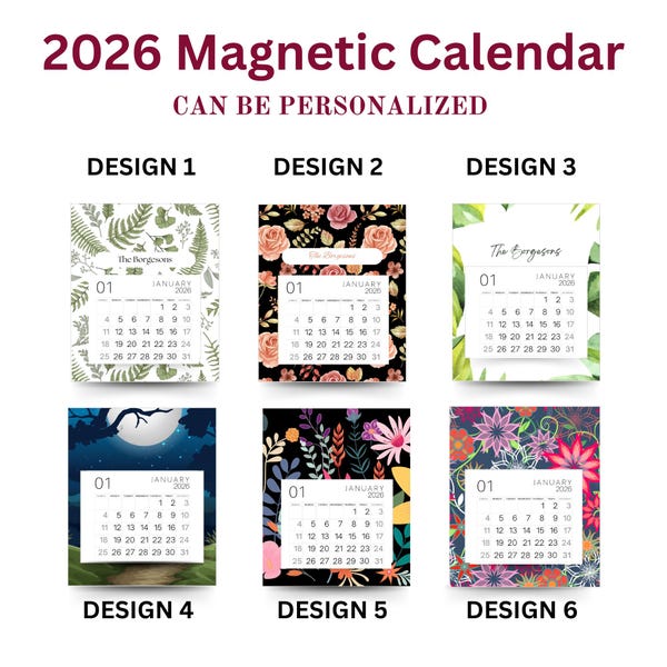 2026 Mini Magnetic Calendars - Etsy