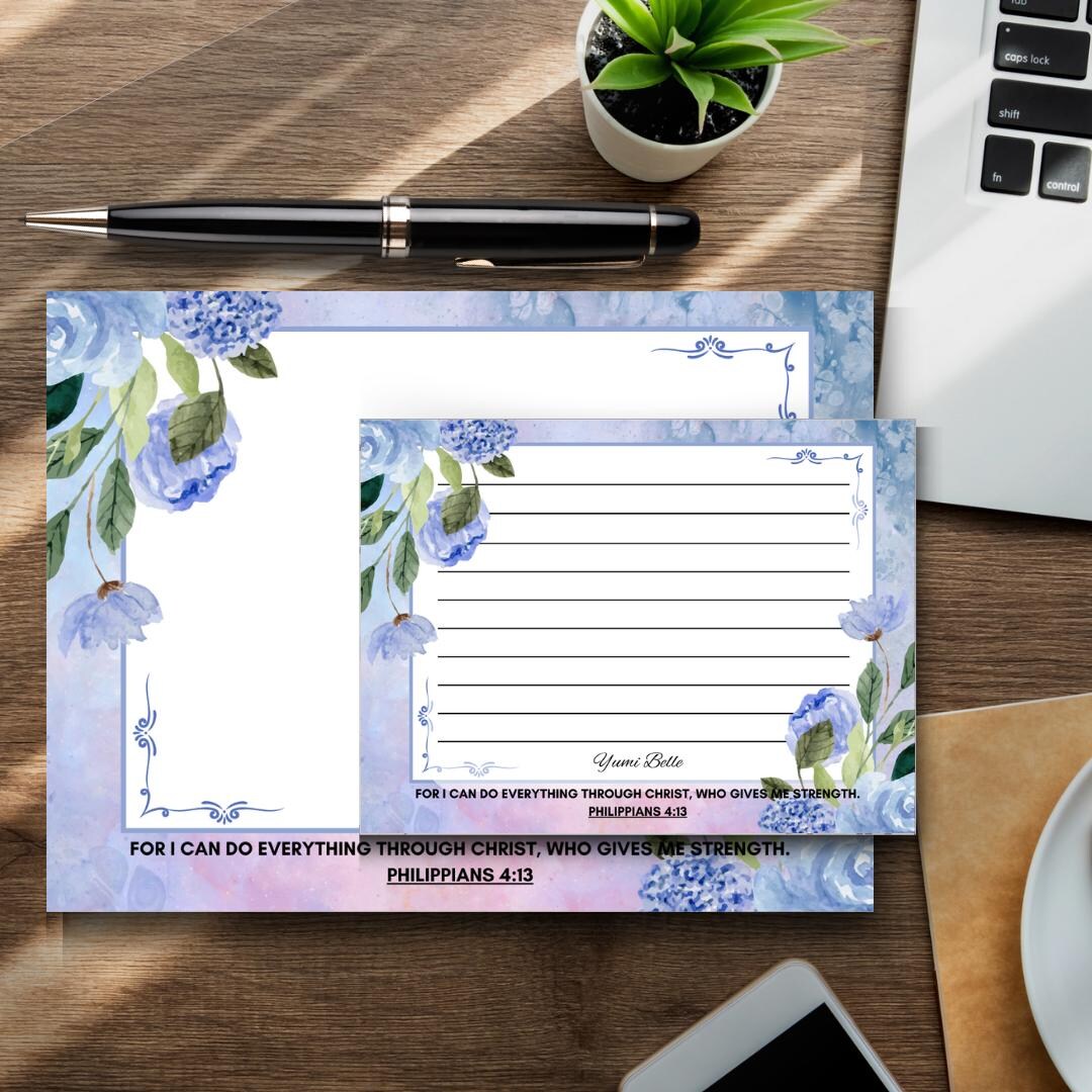 Blue Floral Scripture Notepad, Custom Bible Verse Notepad, Personalized ...