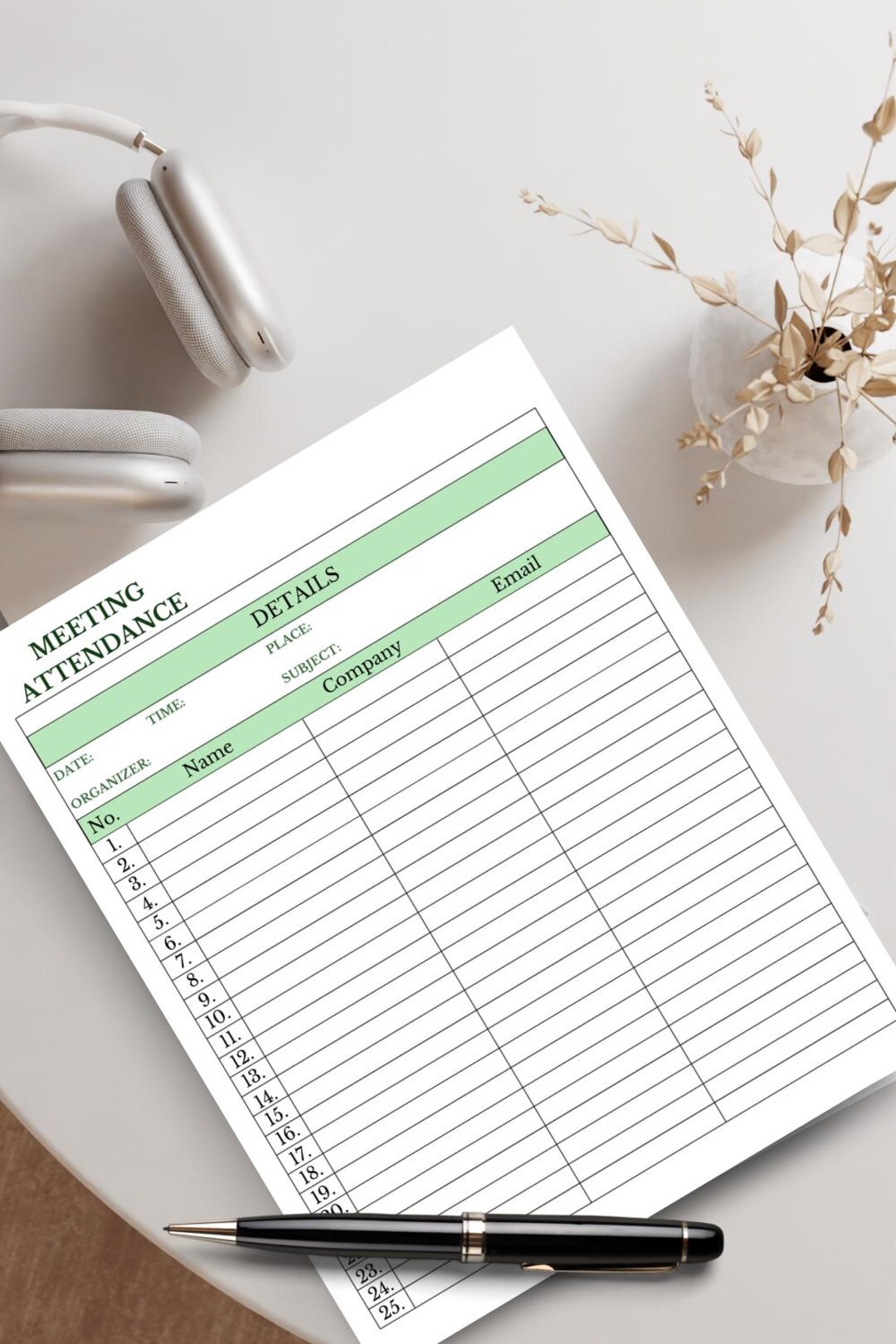 Meeting Attendance Sign in Sheet, Guest List Sign in Sheet, Email List ...