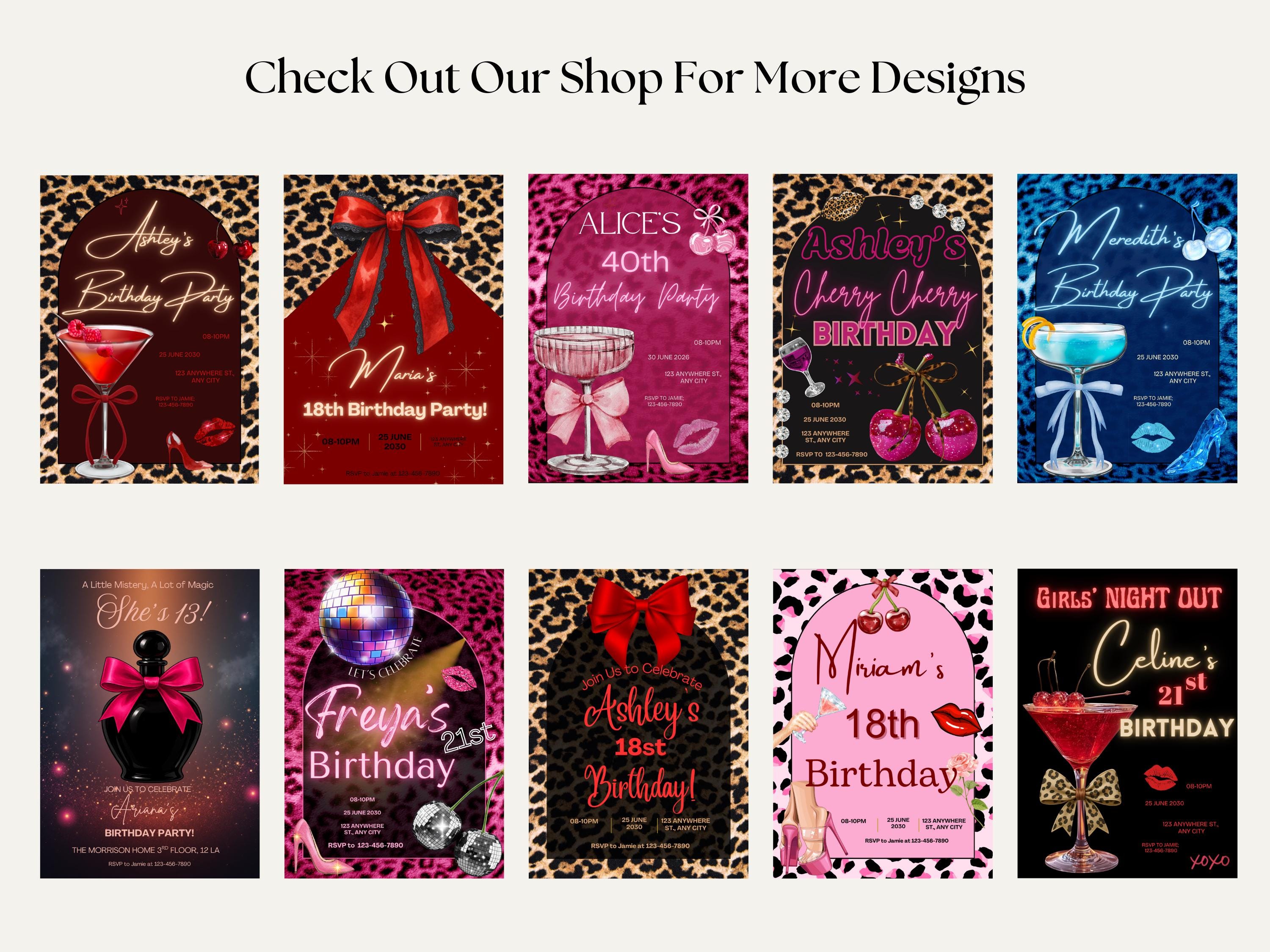 Cheetah Print Birthday Invitation, Leopard Print Red Bow Coquette ...