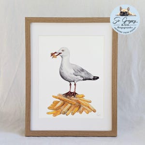 Seagull and Chips Art Print - Etsy