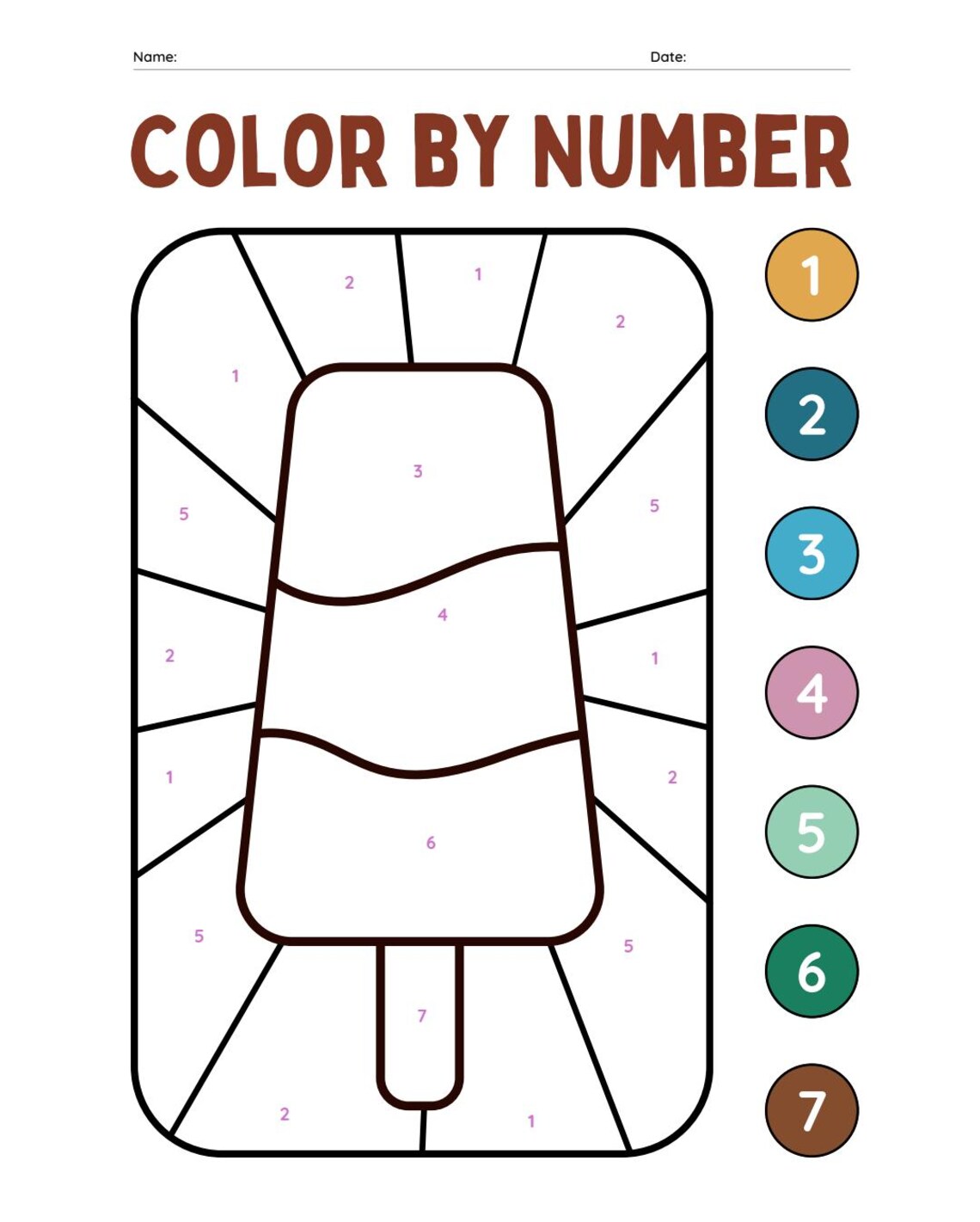 Summer Ice Cream Color by Number Digital Download - Etsy