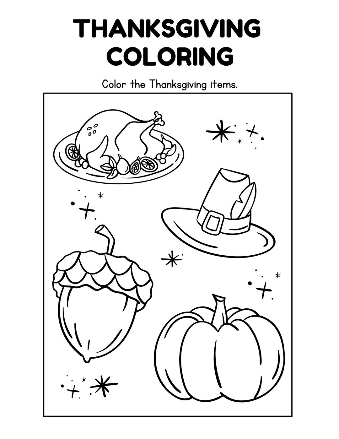 Thanksgiving Coloring Sheet - Etsy