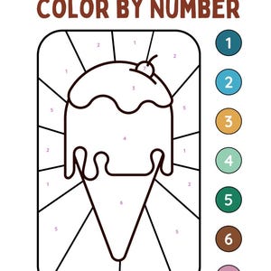 Summer Ice Cream Color by Number Digital Download - Etsy