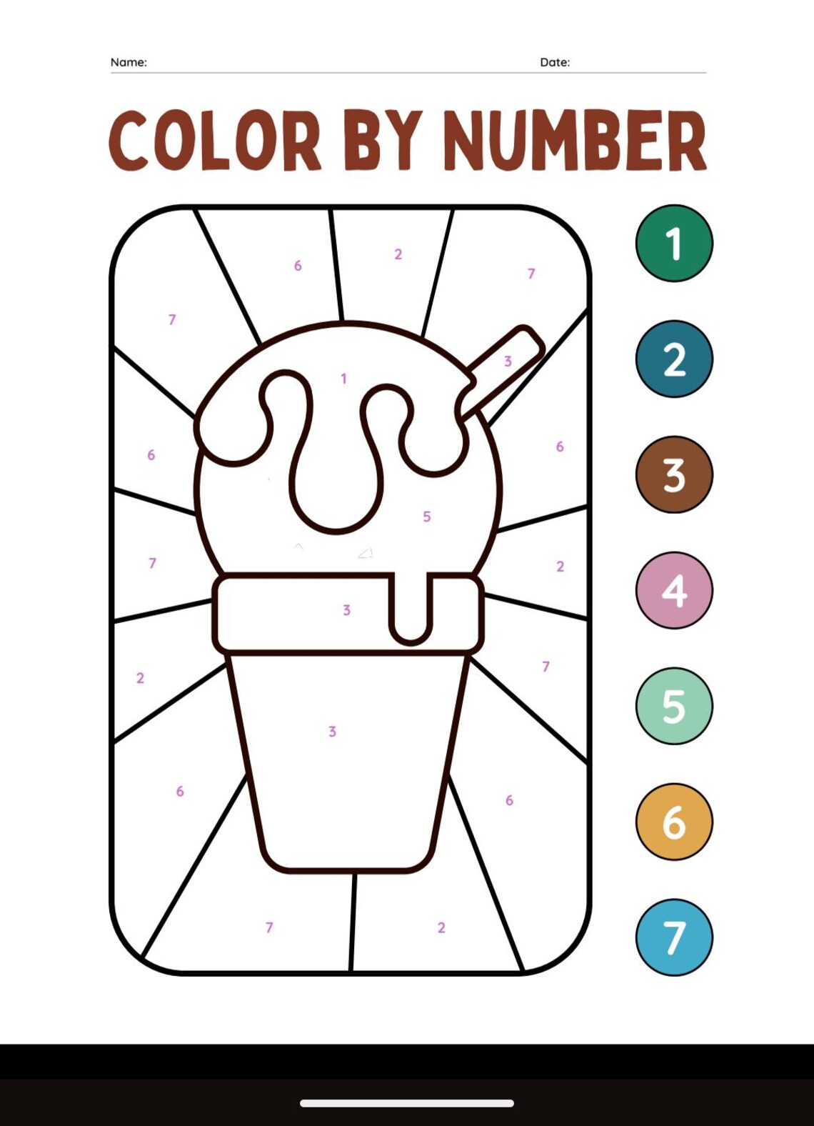 Summer Ice Cream Color by Number Digital Download - Etsy