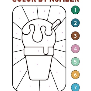 Summer Ice Cream Color by Number Digital Download - Etsy