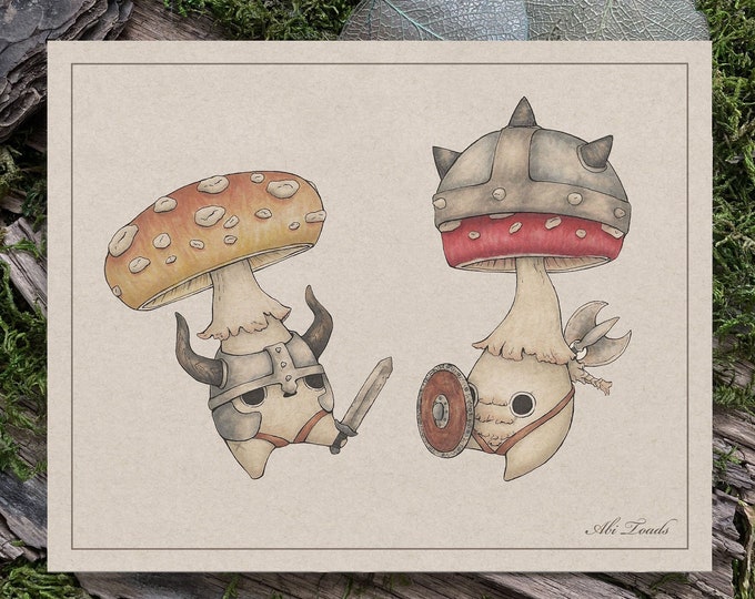 Mushling Warriors Print Mushroom Viking Warrior Fine Art - Etsy