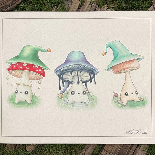 Mushling Coven Print Witch/wizard Mushroom Fine Art Giclée - Etsy